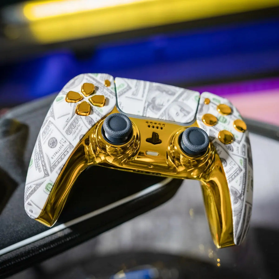GOLD MONEY PS5 CUSTOM MODDED CONTROLLER | ModdedZone